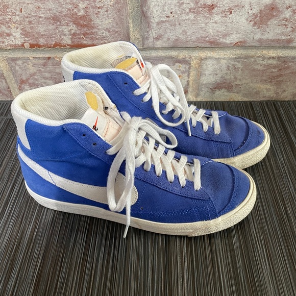 Nike | Shoes | Nike High Tops Blazer Mid 77 Blue Suede Hightops Mens 85 ...